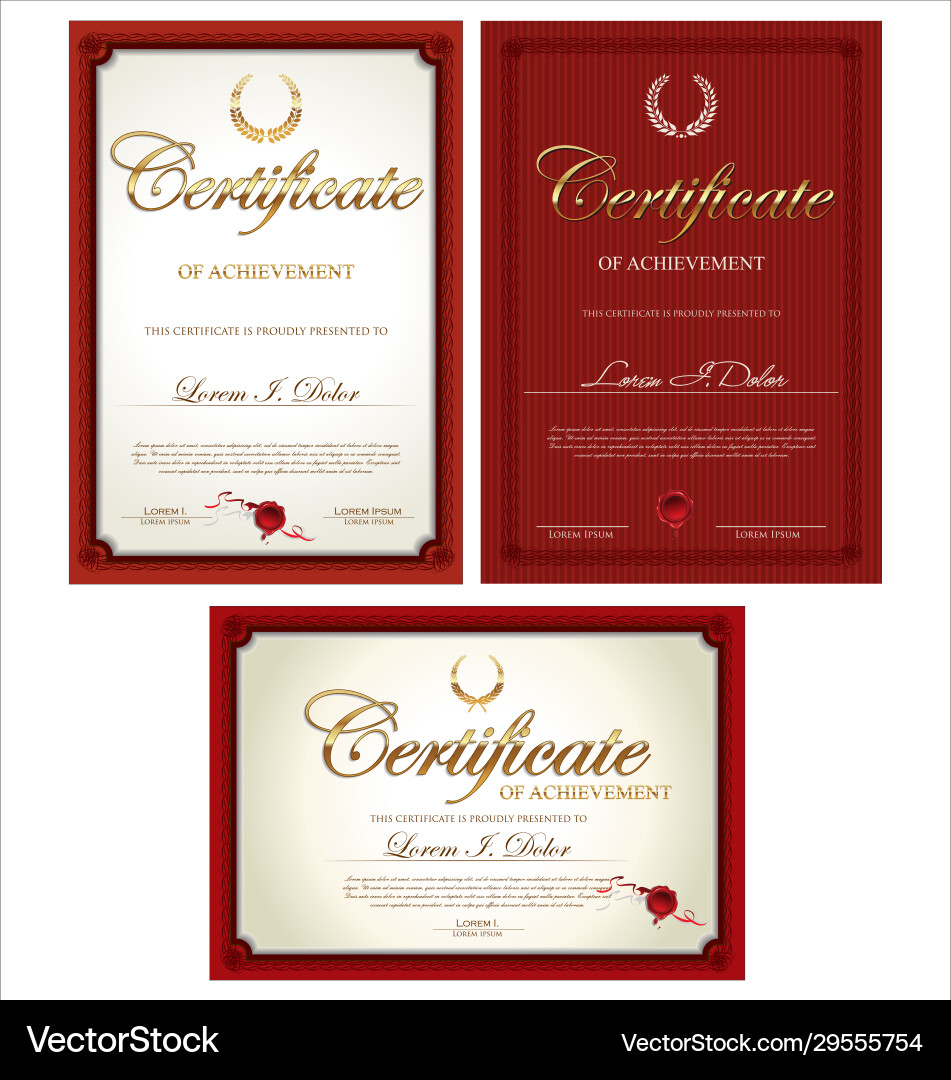 Red certificate collection Royalty Free Vector Image