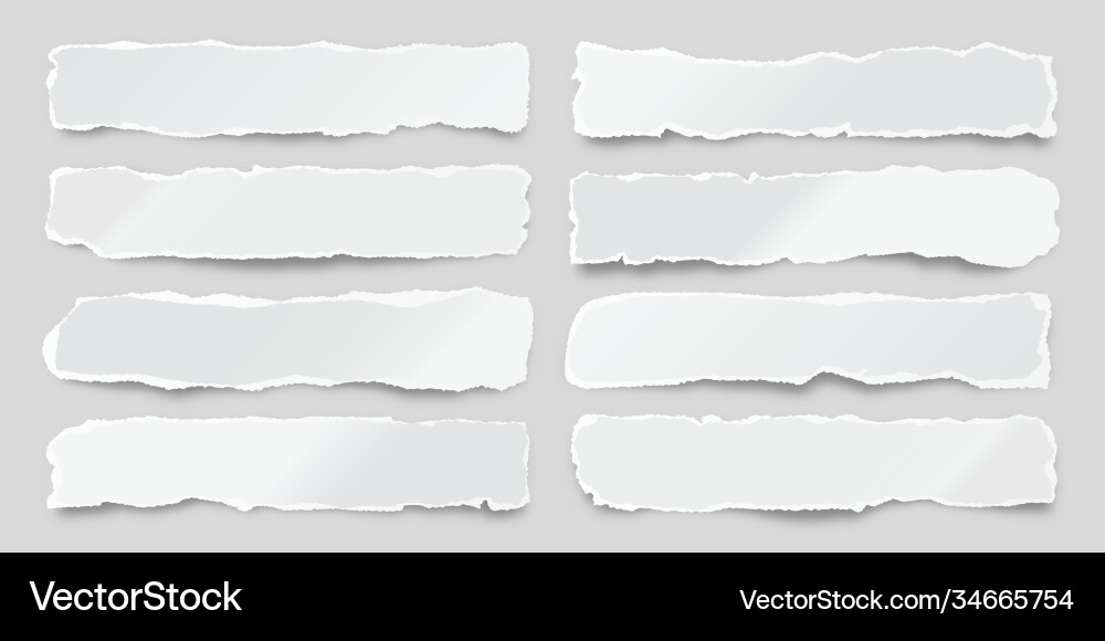 Ripped paper strips realistic crumpled Royalty Free Vector