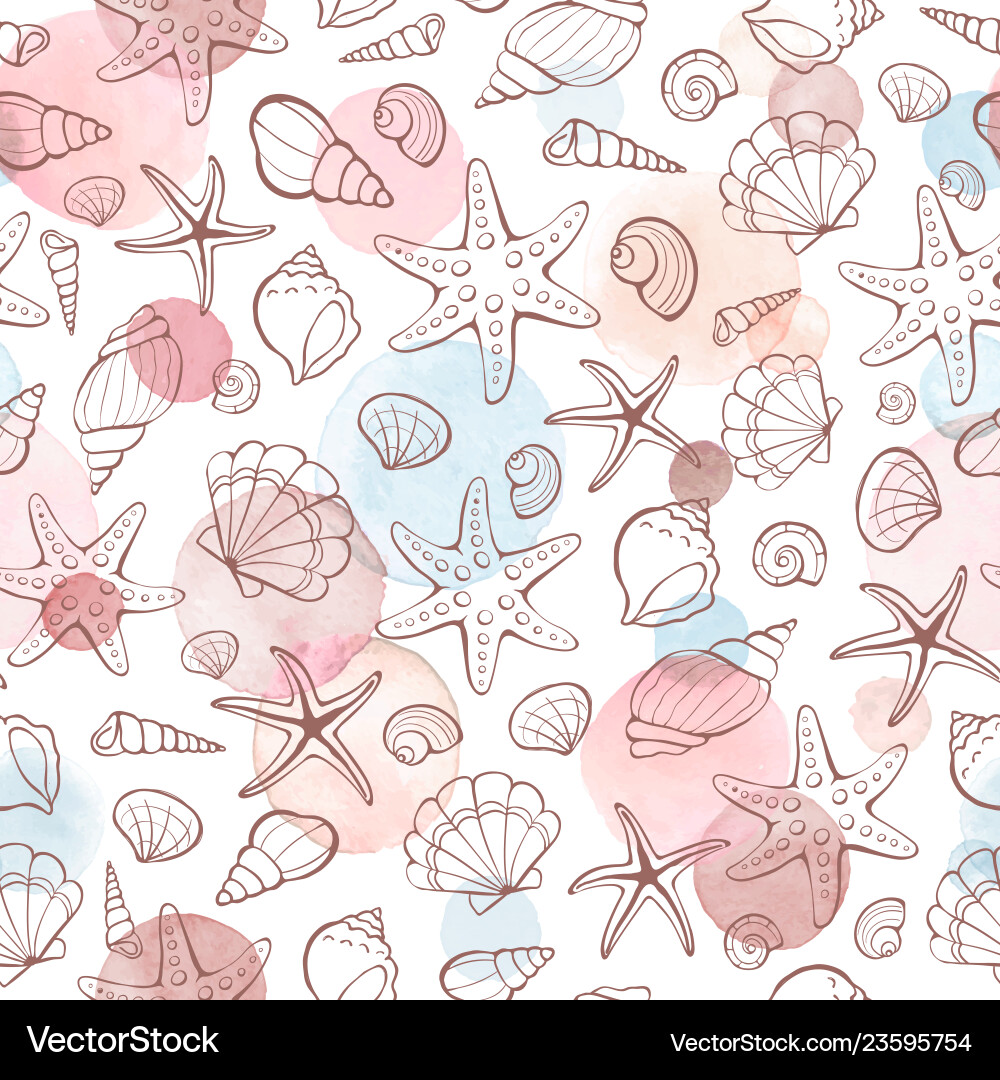 Sea shell seamless pattern Royalty Free Vector Image