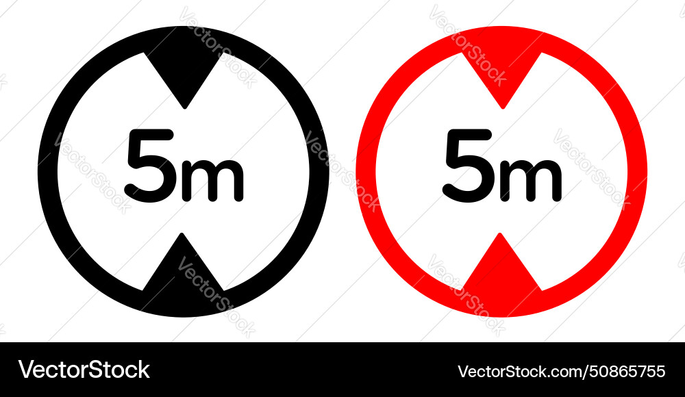 5 meter sign icon set notice indicating Royalty Free Vector
