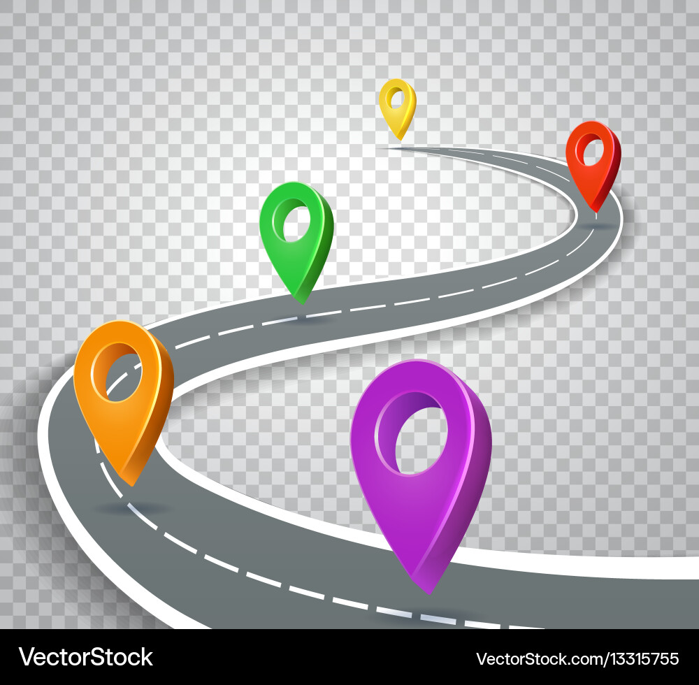 Business roadmap 3d pointers on transparent Vector Image