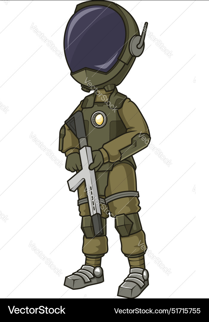 Futuristic soldier in uniform cartoon Royalty Free Vector