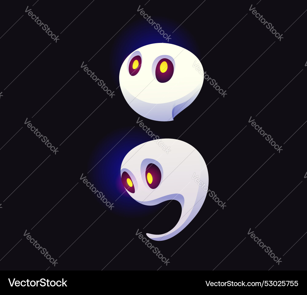 Halloween ghost font semicolon punctuation sign Vector Image