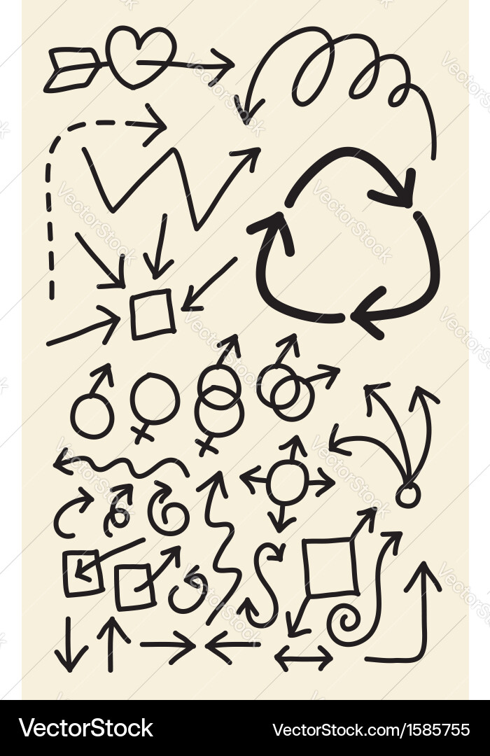 Hand Drawn Arrows & Symbols Royalty Free Vector Image