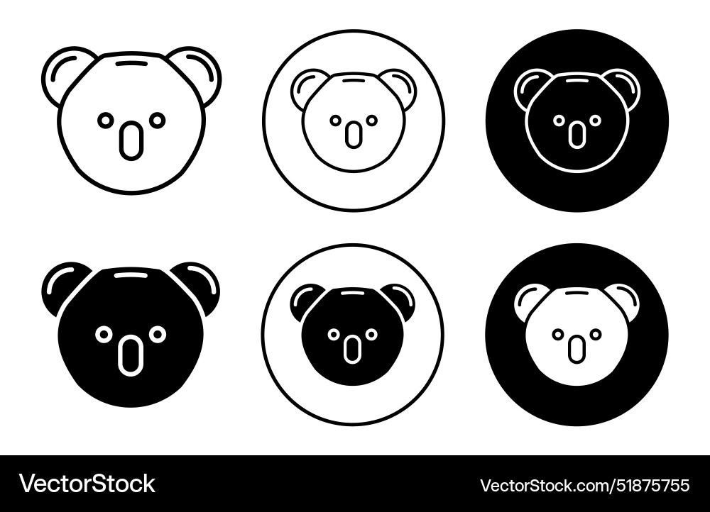 Koala head icon outline flat Royalty Free Vector Image