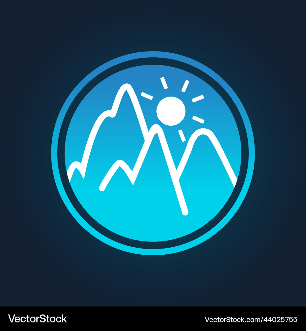 Mountains and sun icon Royalty Free Vector Image