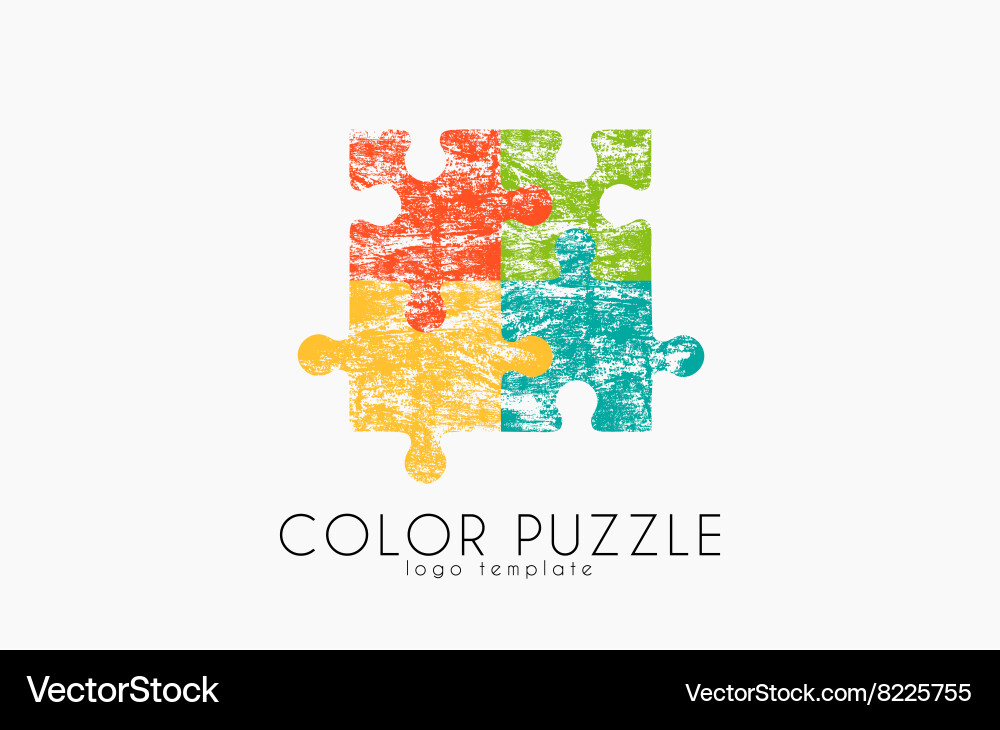 Puzzle logo color design creative Royalty Free Vector Image
