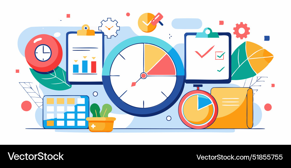 Time management icons for project planning Vector Image