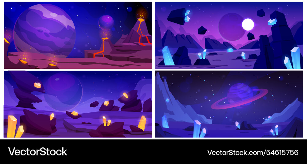 A set with planetary surfaces showing rocky Vector Image