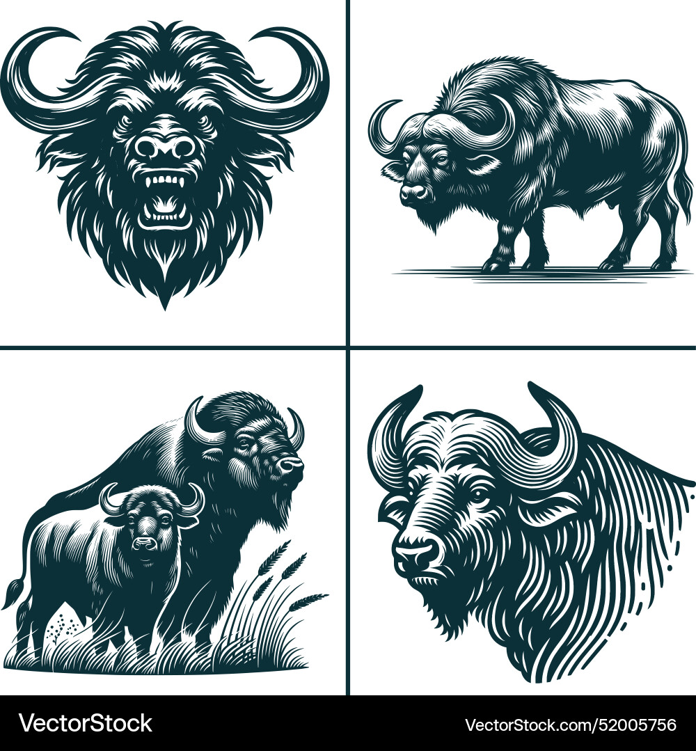 Bison buffalo silhouette svg filesbuffalo Vector Image