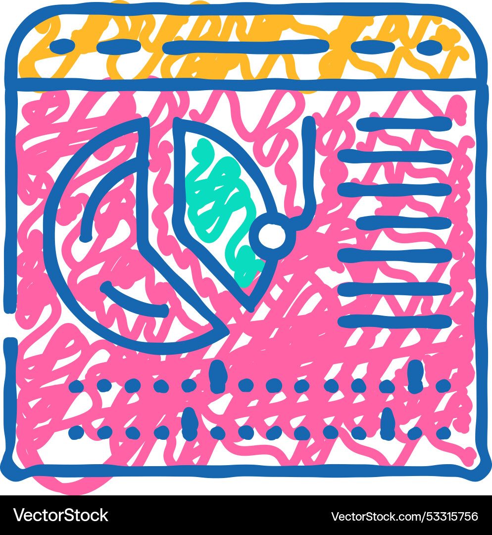 Calendar with report on work done icon doodle Vector Image