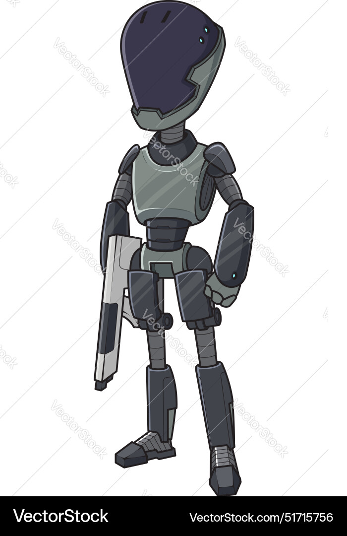 Cyborg soldier character cartoon Royalty Free Vector Image