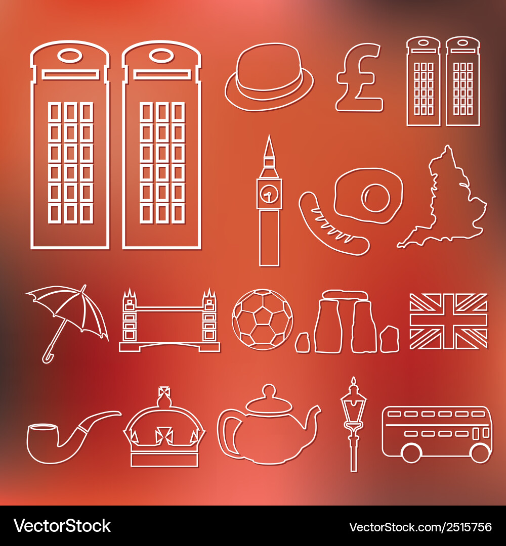England outline icons Royalty Free Vector Image