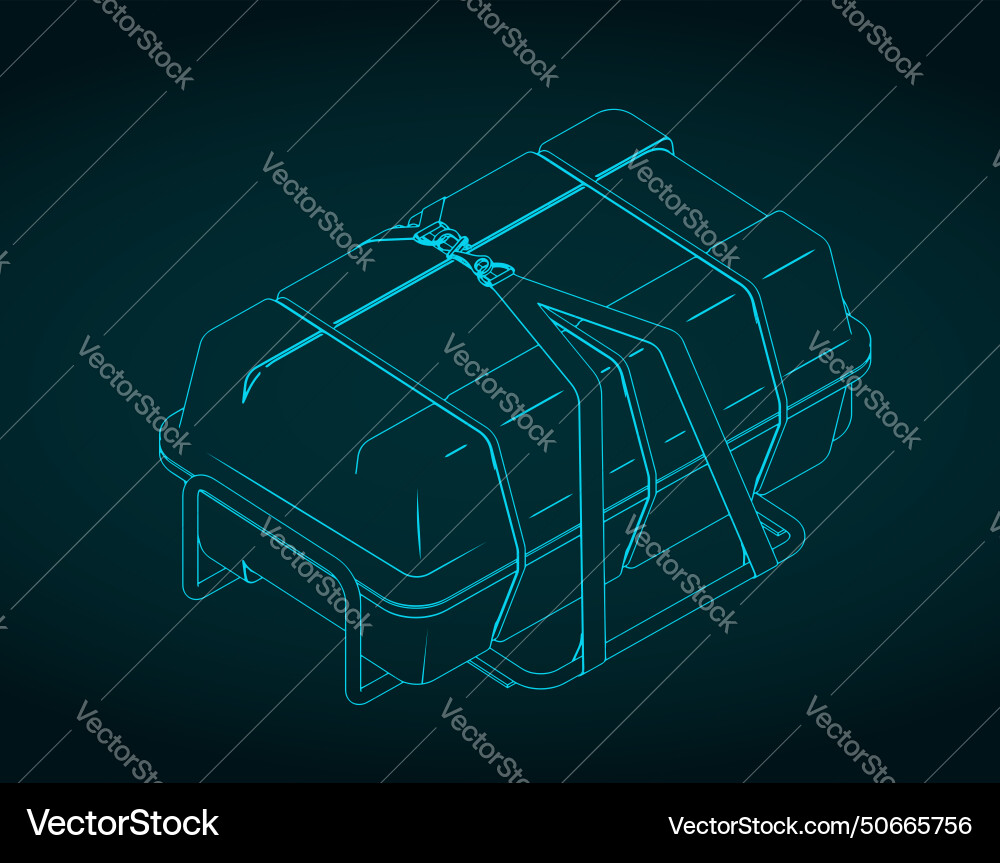 Liferaft isometric blueprint Royalty Free Vector Image