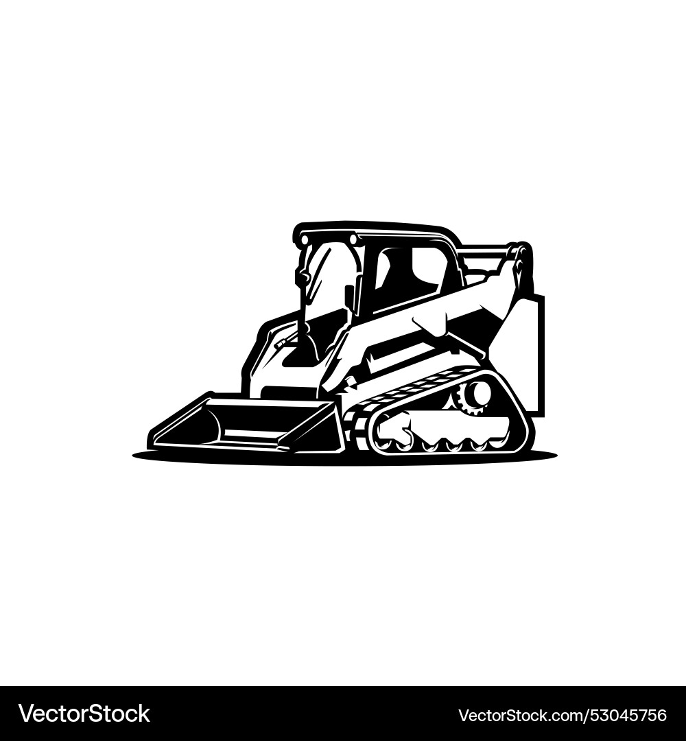 Skid track loader monochrome Royalty Free Vector Image