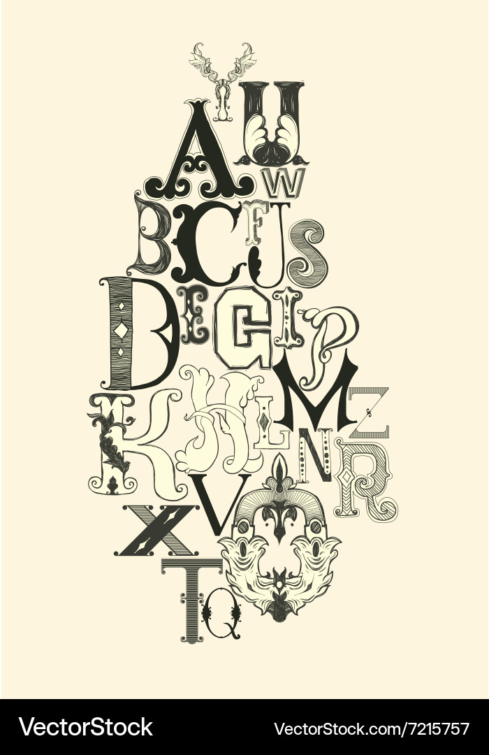 Black alphabet letters Royalty Free Vector Image