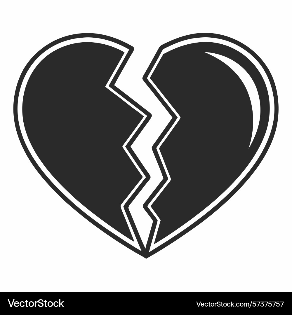 broken heart black vector