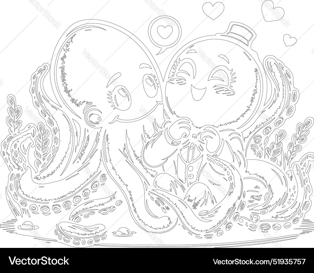Cute octopus love stock Royalty Free Vector Image