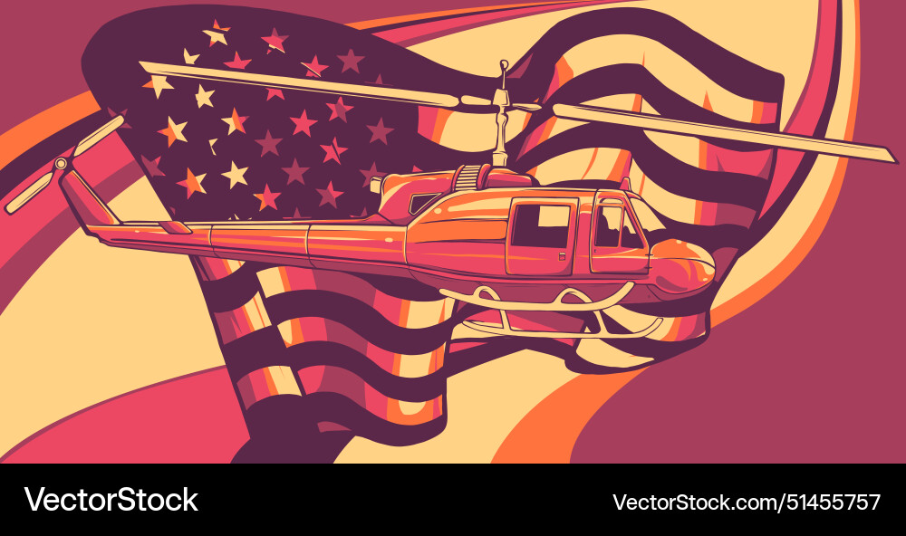 Helicopter with the flag Royalty Free Vector Image