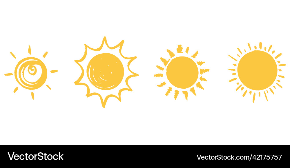 Set of doodle sun design elements hand drawn Vector Image