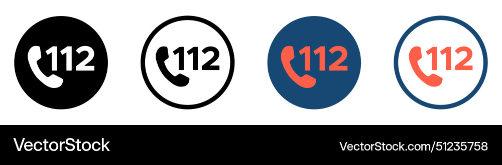 112 emergency call flat icons Royalty Free Vector Image