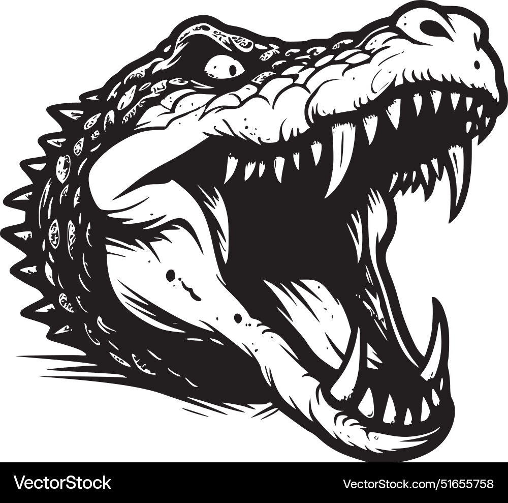 Alligator - black and white isolated icon Vector Image