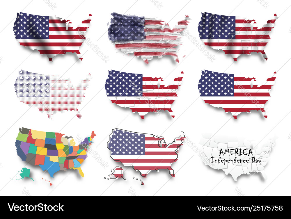 American Flags & Maps - Independence Day Vector Image