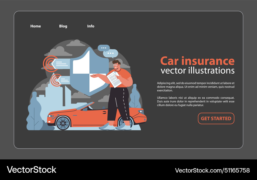 Car insurance concept driver examines vehicle Vector Image