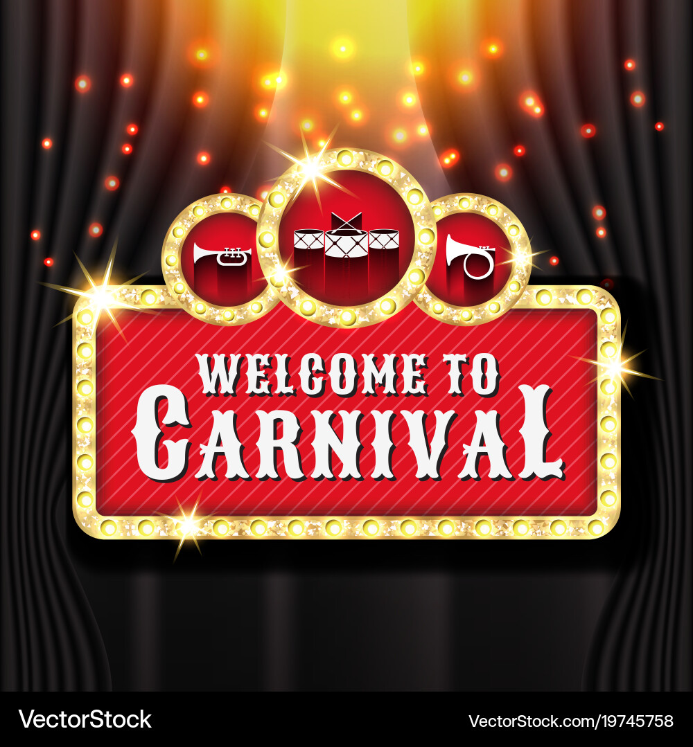 Carnival banner background design with light bulb Vector Image