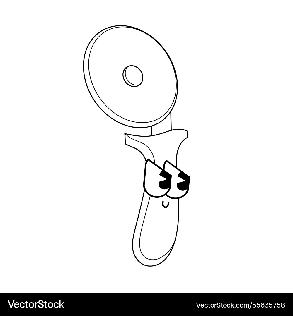 Doodle cute character pizza cutter outline Vector Image