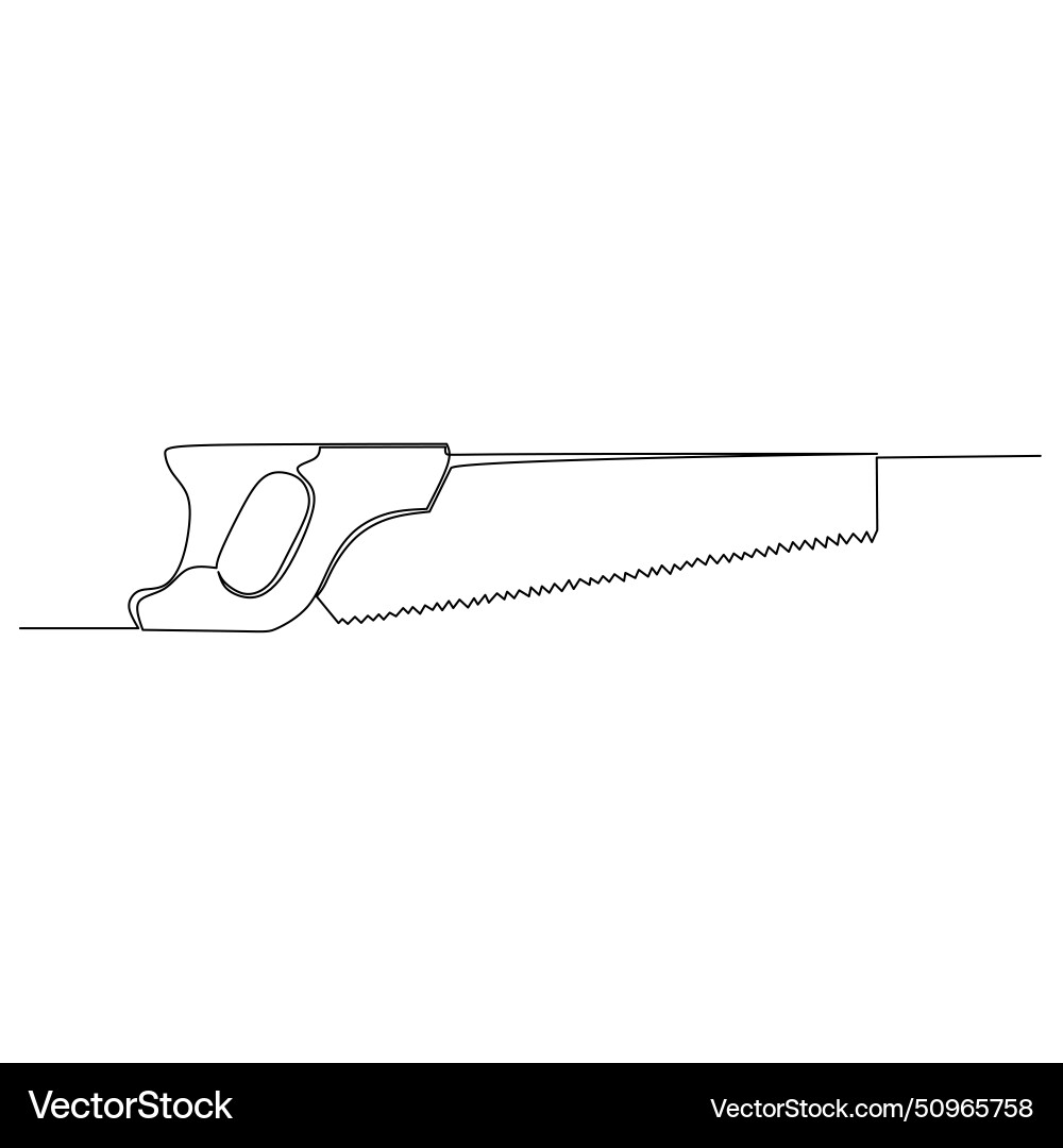 Hand saw continuous line drawing home tool Vector Image