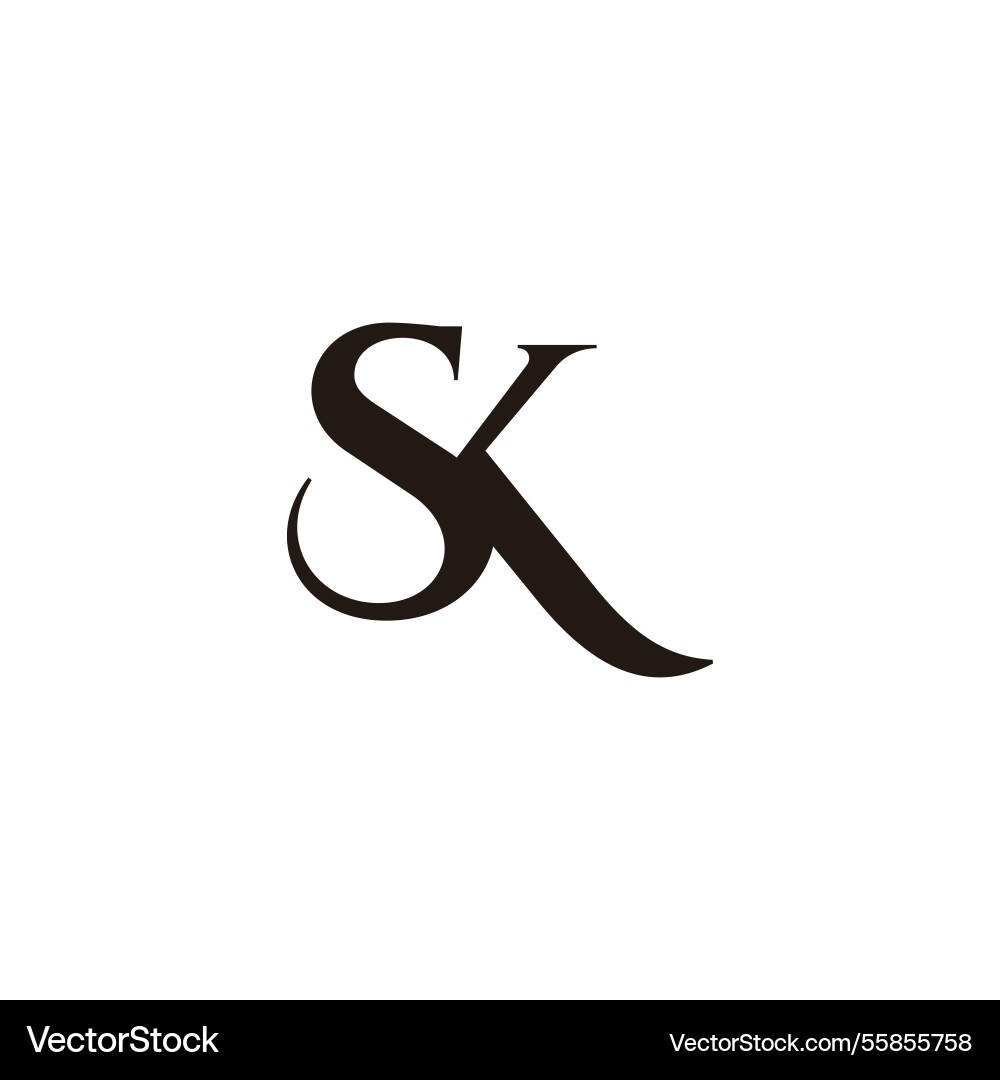 Letters sk simple linked elegant curves logo Vector Image