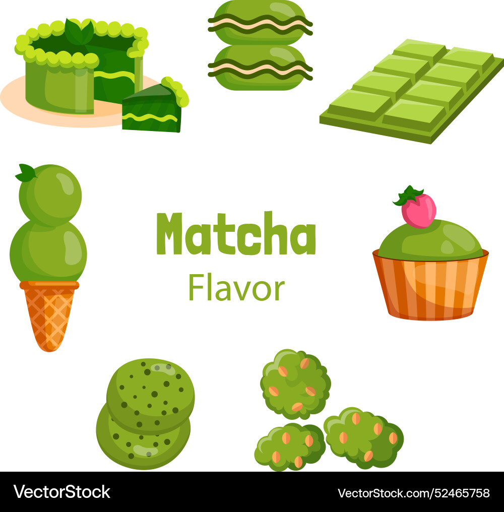 Matcha dessert collection Royalty Free Vector Image