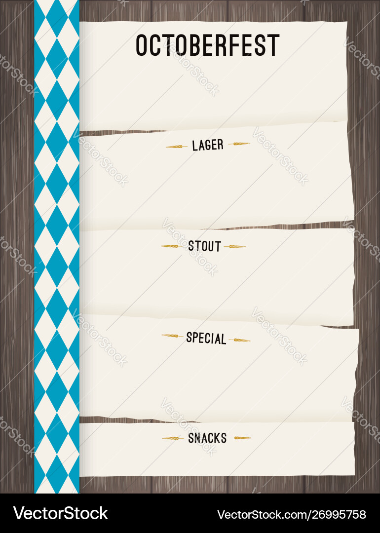 Oktoberfest background for beer table menu Vector Image