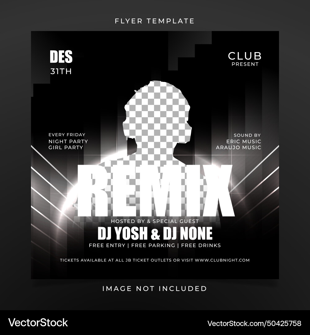 Remix party flyer template Royalty Free Vector Image