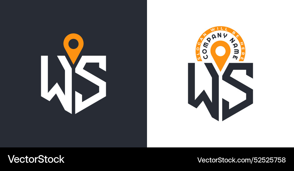 Ws location logo bundle letter dual icons Vector Image