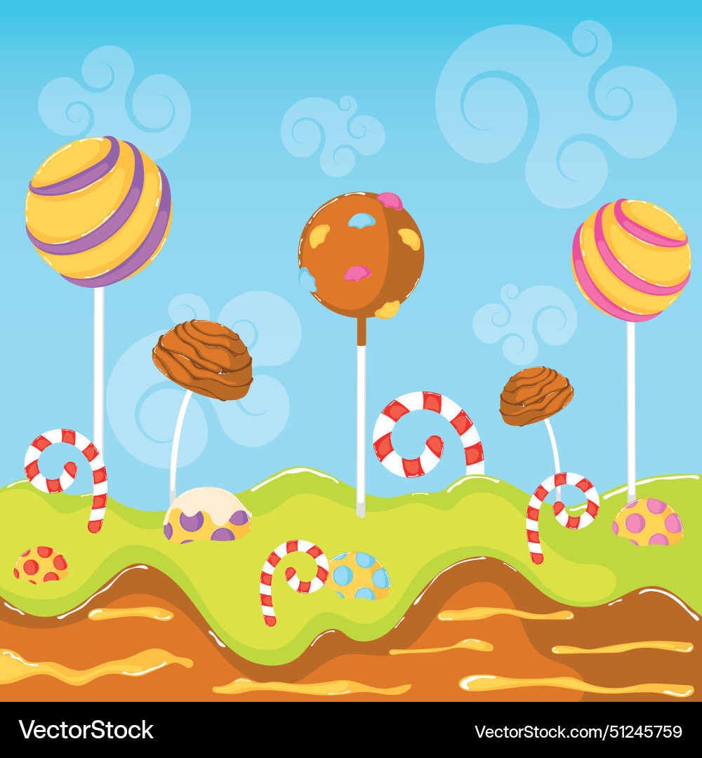 Colored candy land landscape sweet place Vector Image