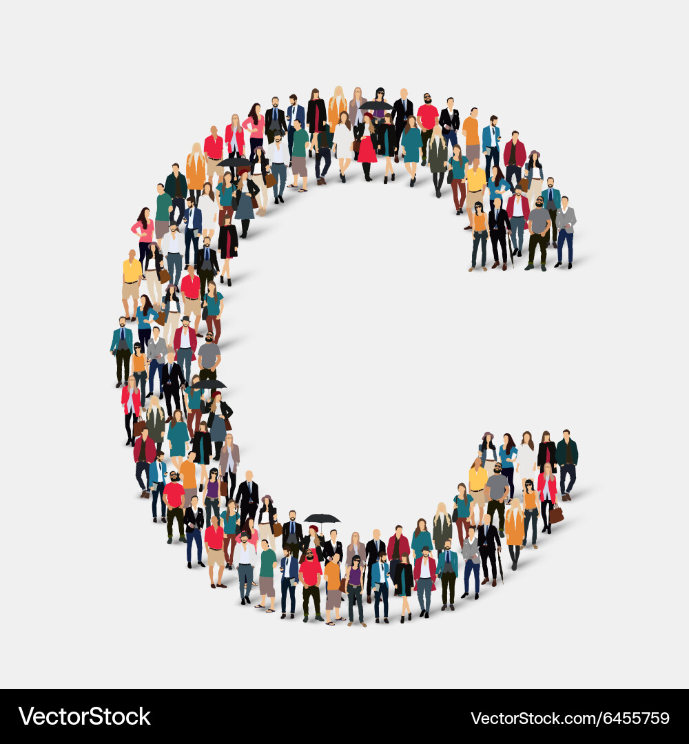 Group people letter form Royalty Free Vector Image