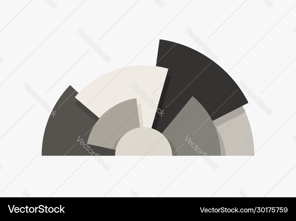 Half circle diagram monochrome color Royalty Free Vector
