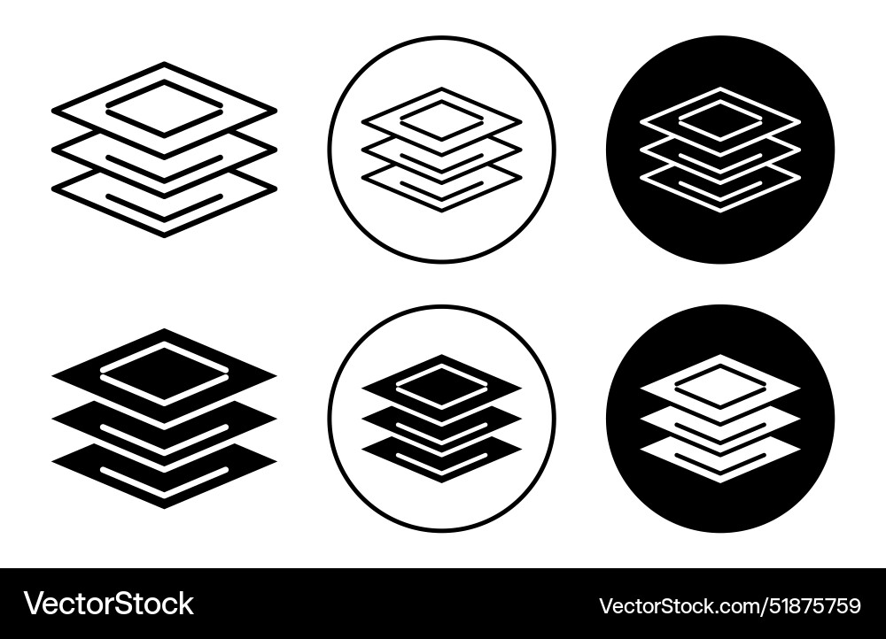 Layers icon outline flat Royalty Free Vector Image