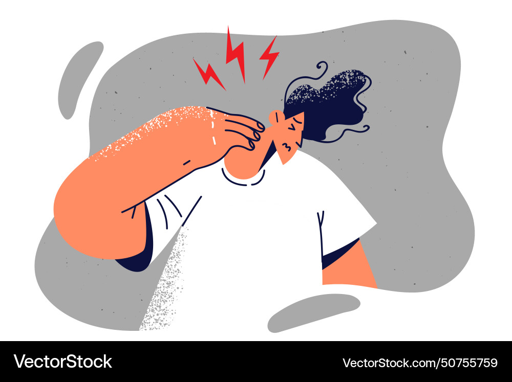 Man suffers from sharp pain in neck after long Vector Image