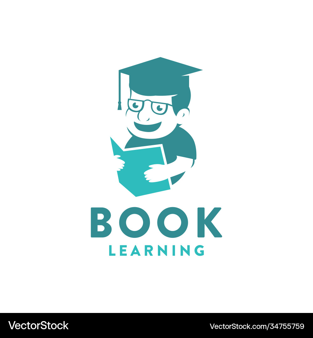 Simple education logo kid reading book icon Vector Image