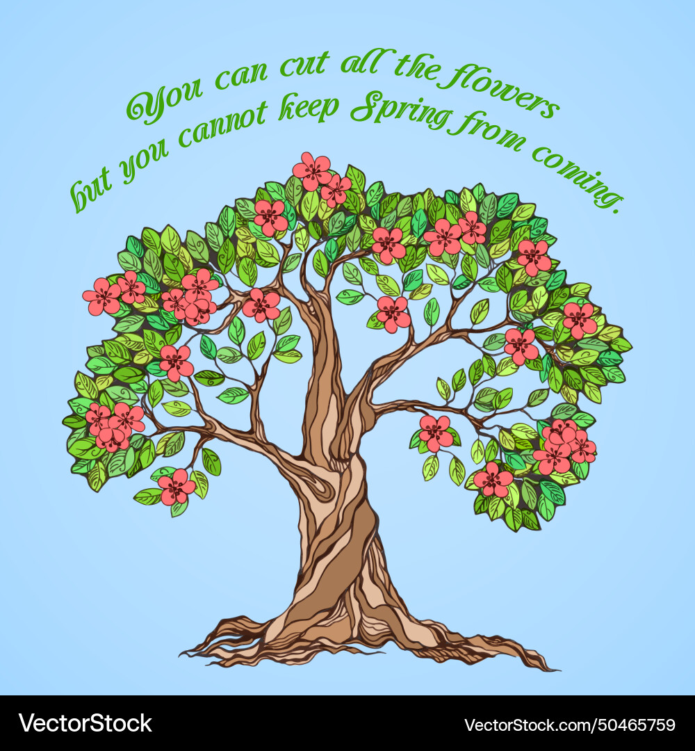 Spring tree poster Royalty Free Vector Image - VectorStock