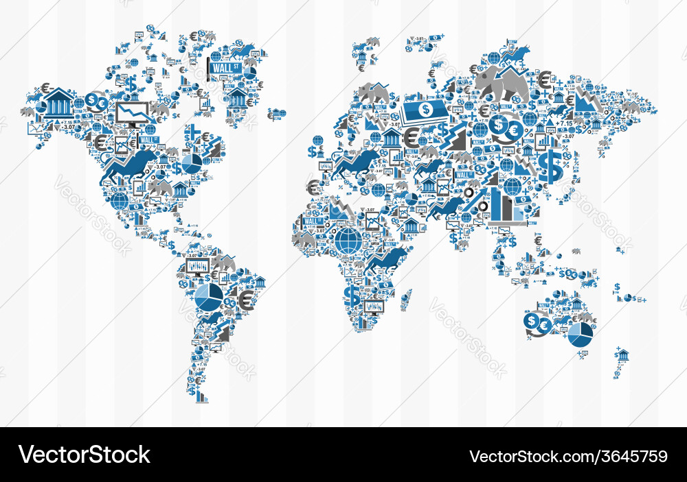Stock exchange finance world map concept Vector Image