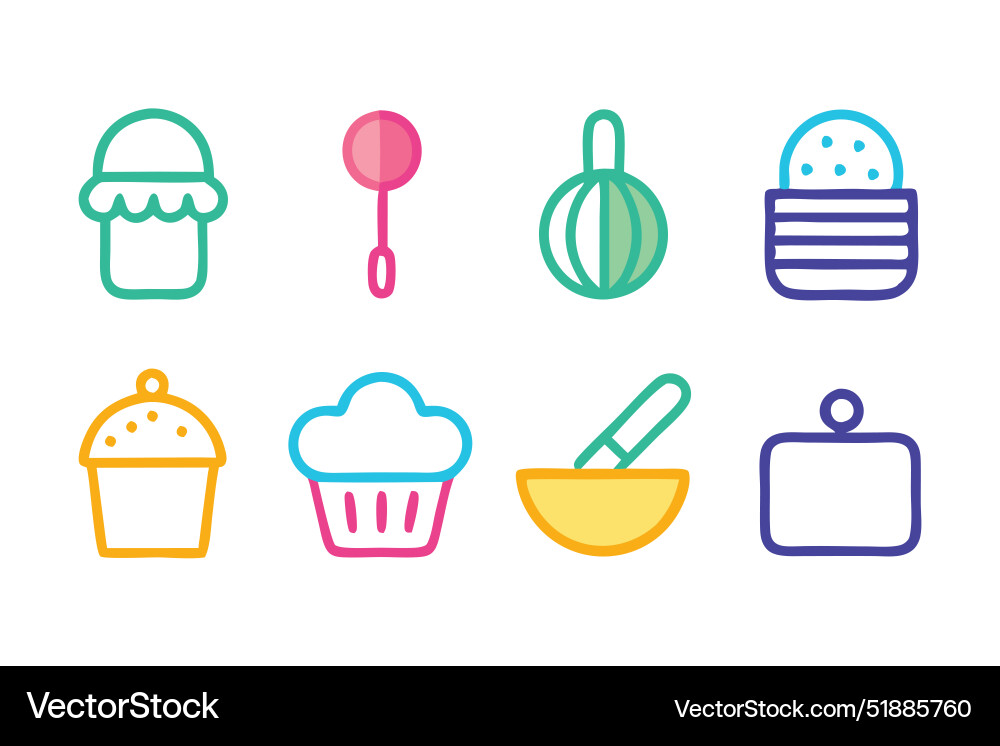 Baking related icon set isolated flat on white Vector Image