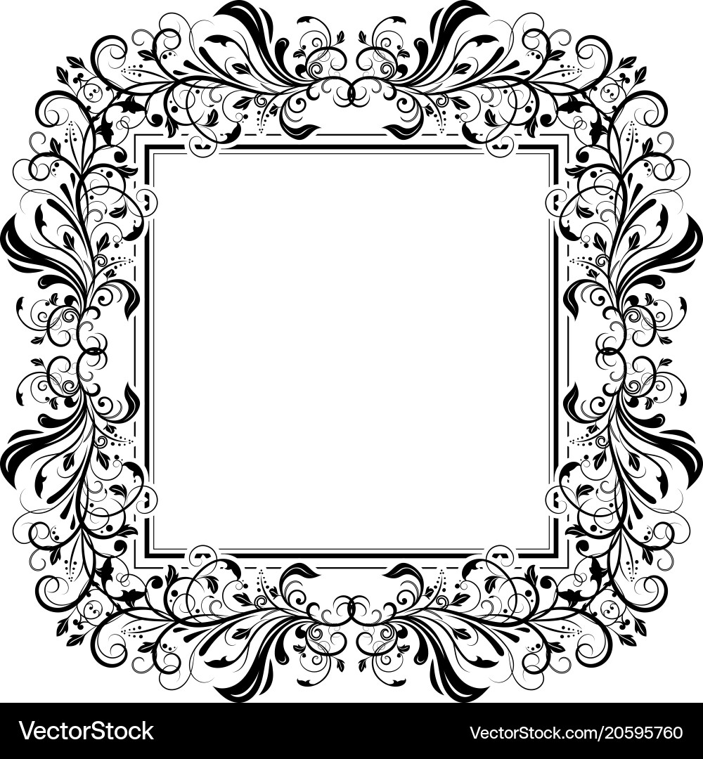Floral decorative filigree frame for cards Vector Image