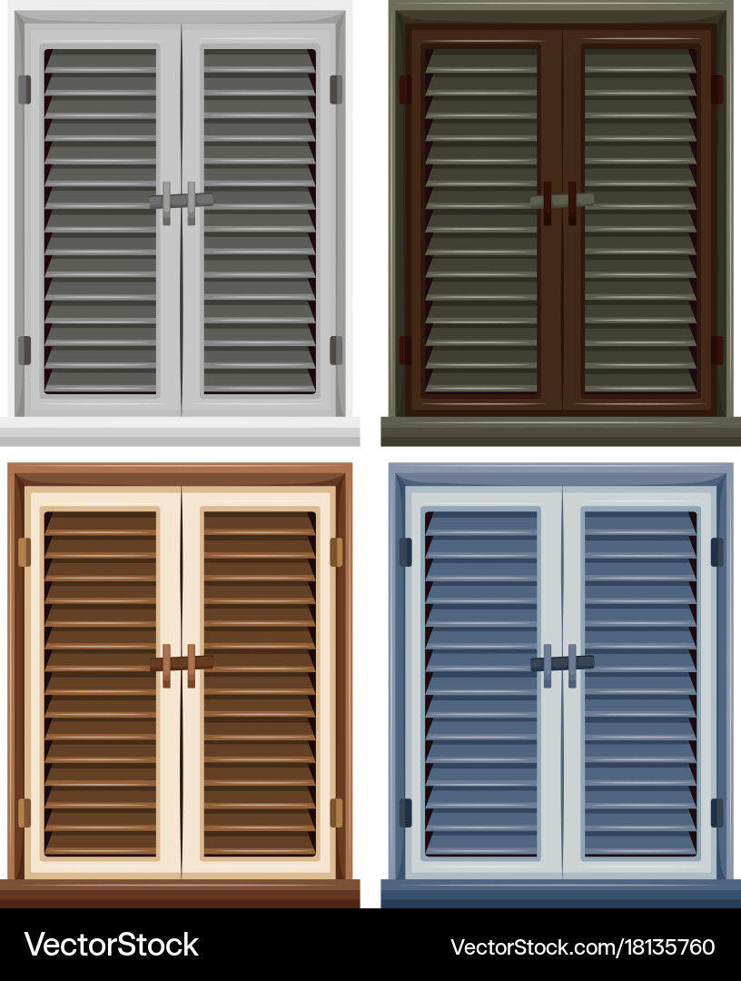 Four window frames in different colors Royalty Free Vector