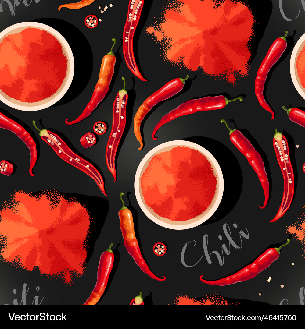 Seamless pattern with red chili peppers Royalty Free Vector