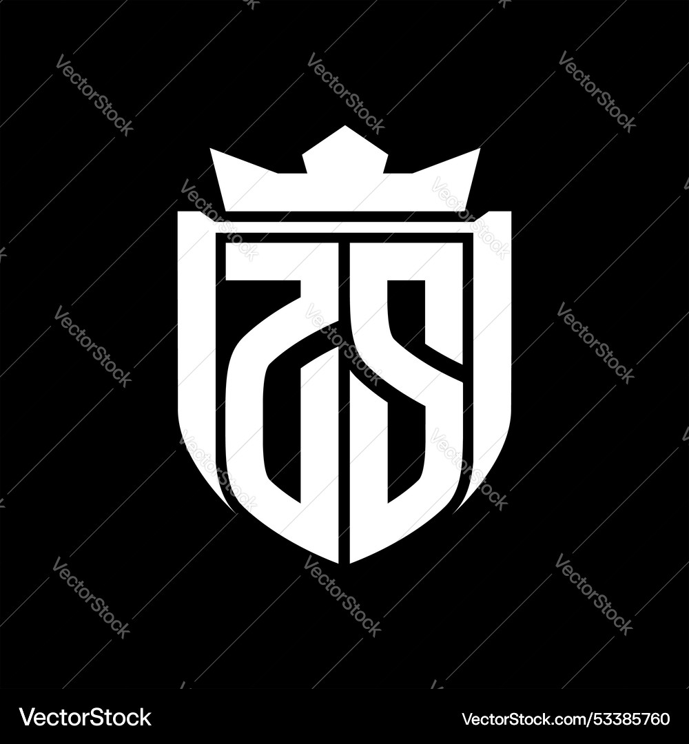 Zs letter logo shield shape inside badge Vector Image
