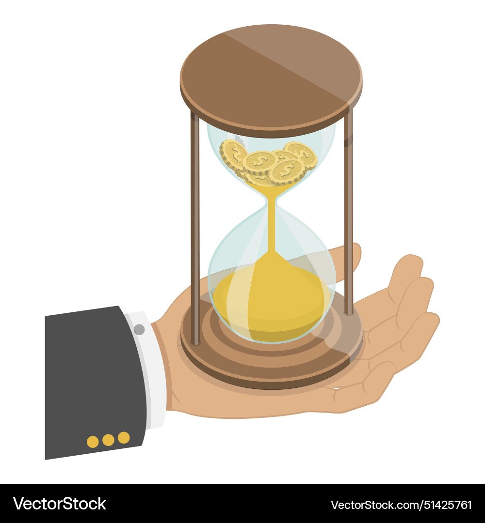 3d isometric flat of time is money Royalty Free Vector Image